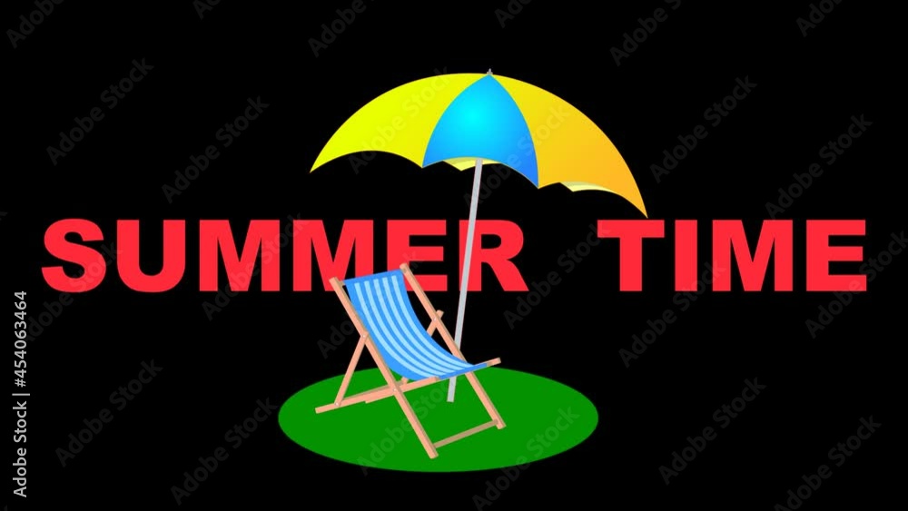 Vidéo Stock Summer time animated banner. Sun loungers and a beach ...
