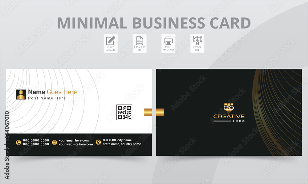 Elegant Landscape Double-sided Business Card Horizontal Print Template ...