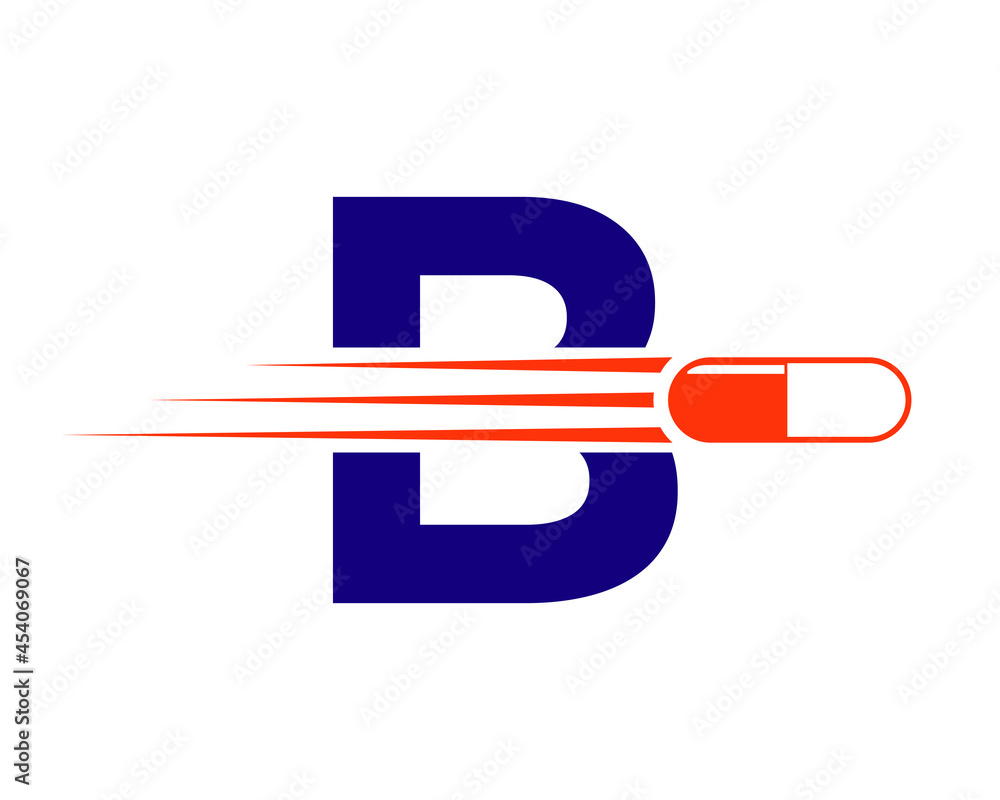 Medicine logo with B letter. B Medicine pill or tablet logo concept ...
