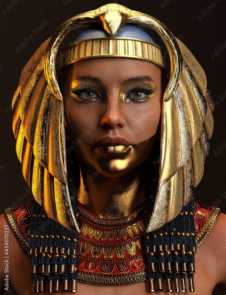 3D rendering illustration Egyptian style queen avatar Stock ...
