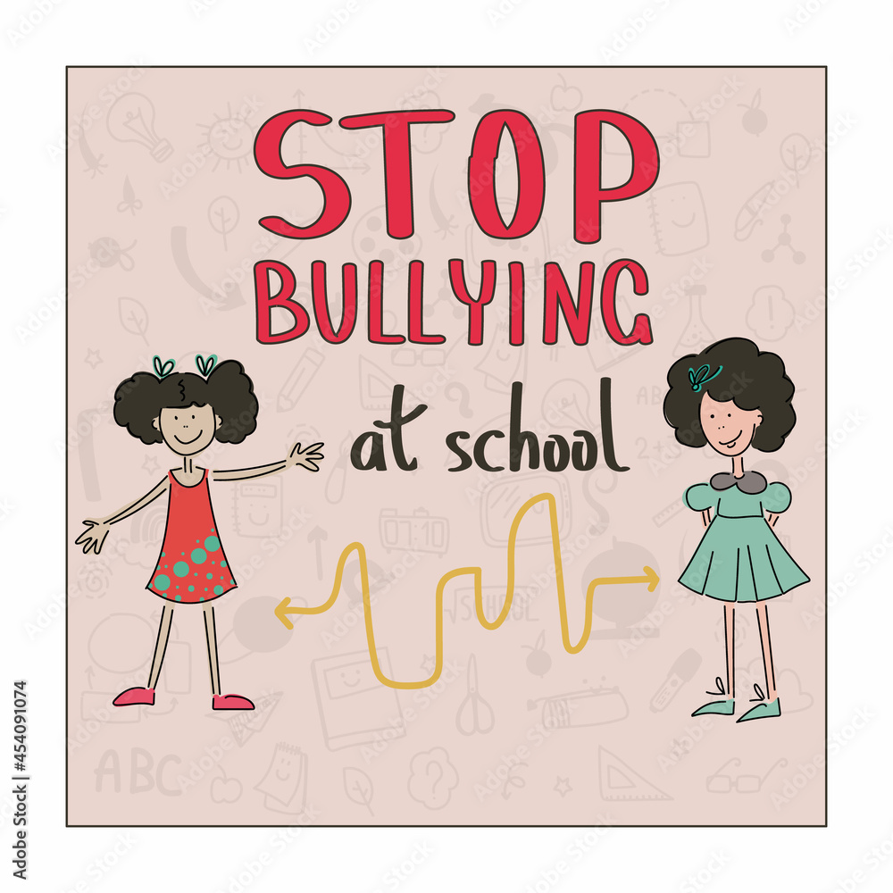 Vetor de Stop bullying at school posters. Bullying types concepts in ...