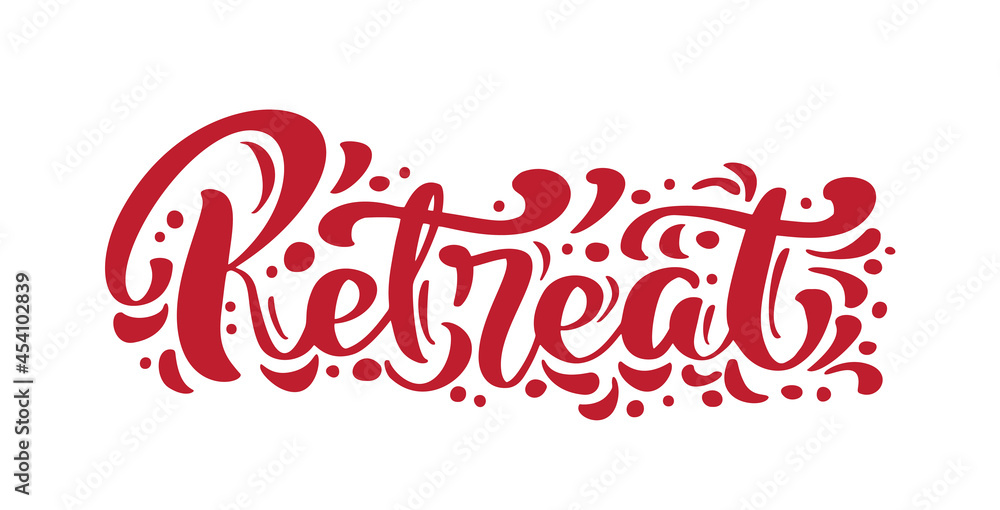 Retreat logo red calligraphy lettering Text. Vector Phrase Cursive ...