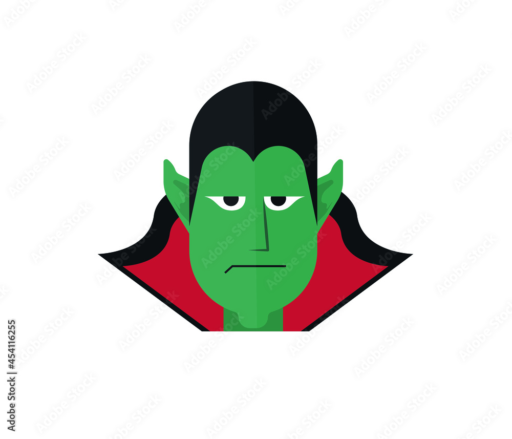 vampire head wearing black and red cape. Cute cartoon vampire character ...