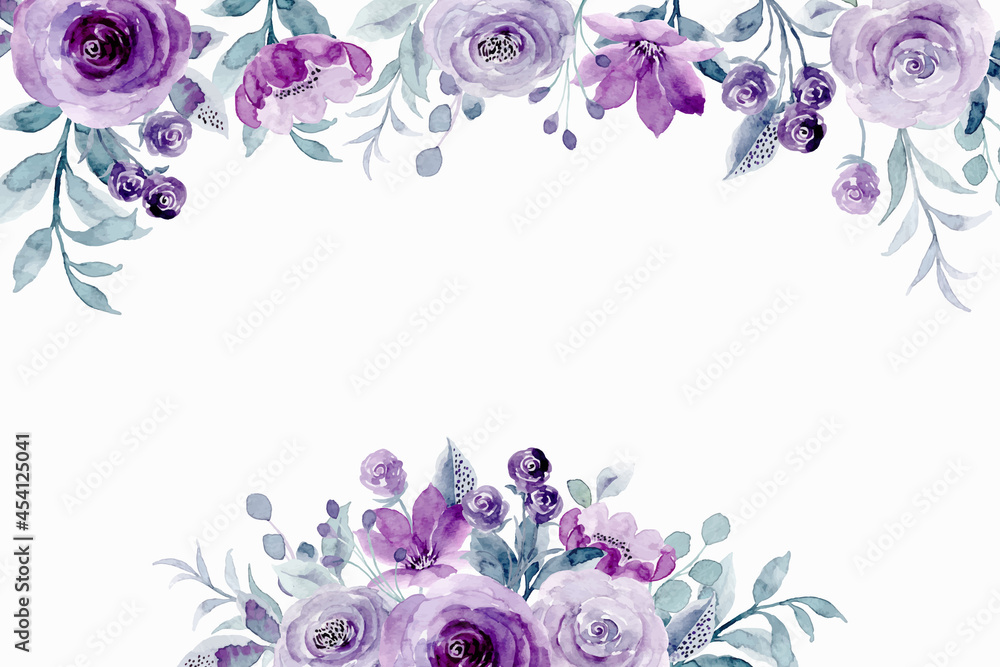 Spring purple floral background with watercolor Stock Vector | Adobe Stock