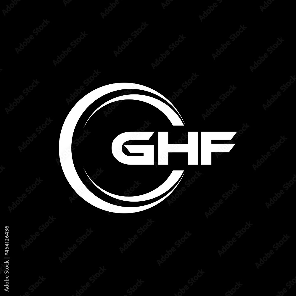 Vecteur Stock GHF letter logo design with black background in ...