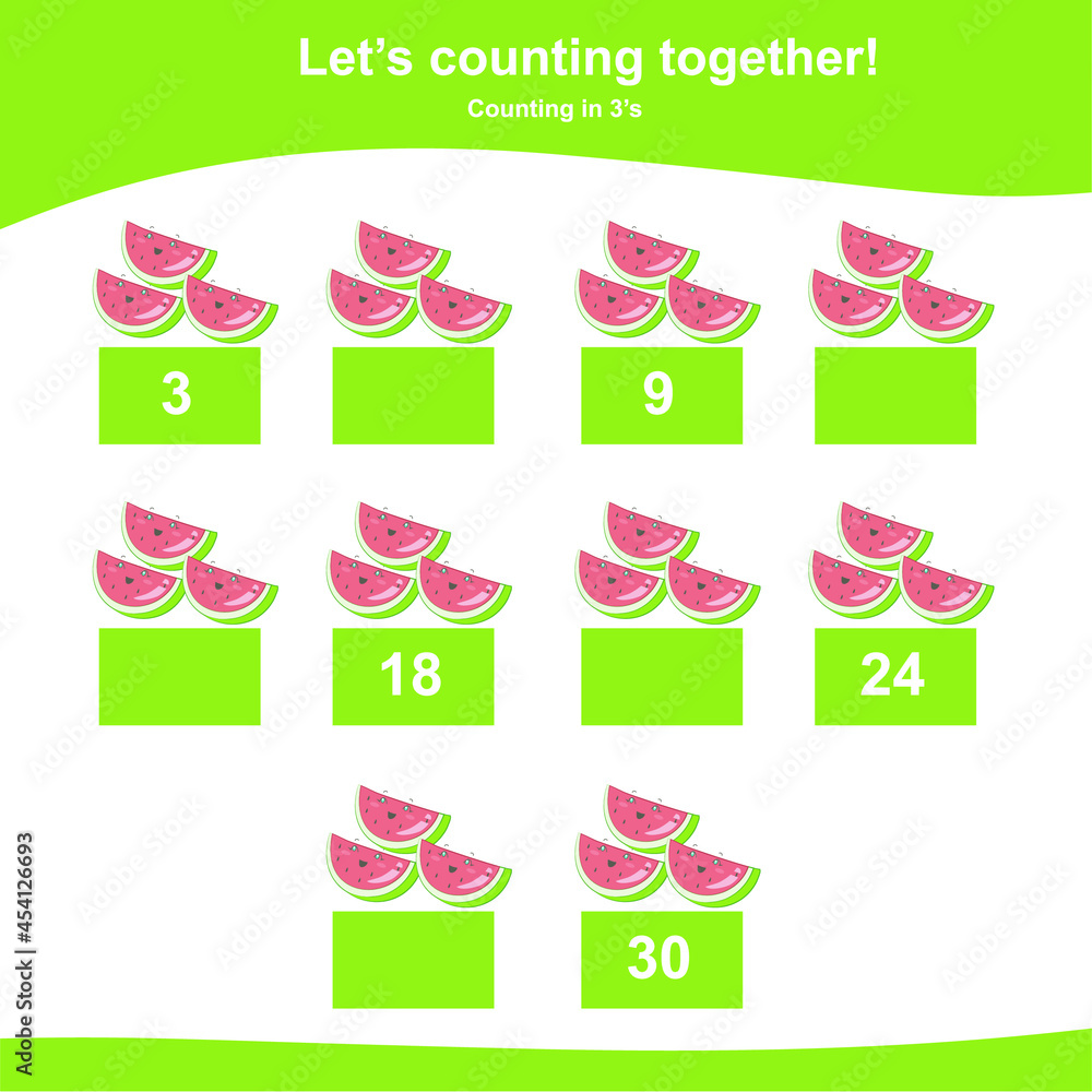 Counting watermelon for children. Fruit Counting Math Worksheet ...