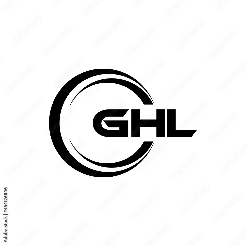 GHL letter logo design with white background in illustrator, vector ...