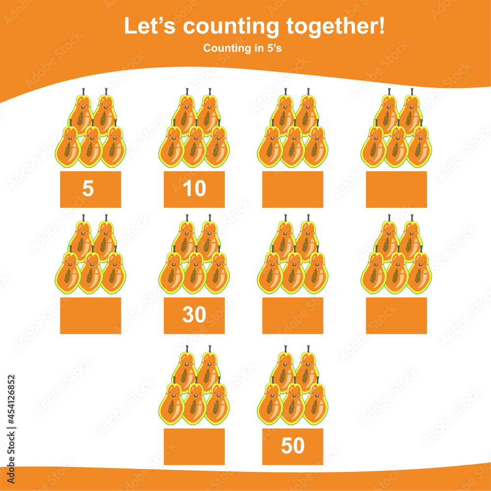 Counting papaya for children. Fruit Counting Math Worksheet. Counting ...