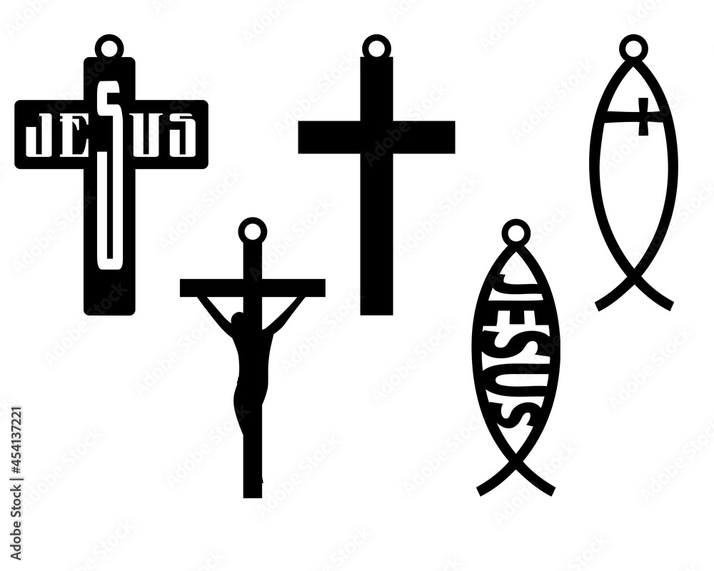 Jesus cross templates for earrings and pendants Stock Vector | Adobe Stock
