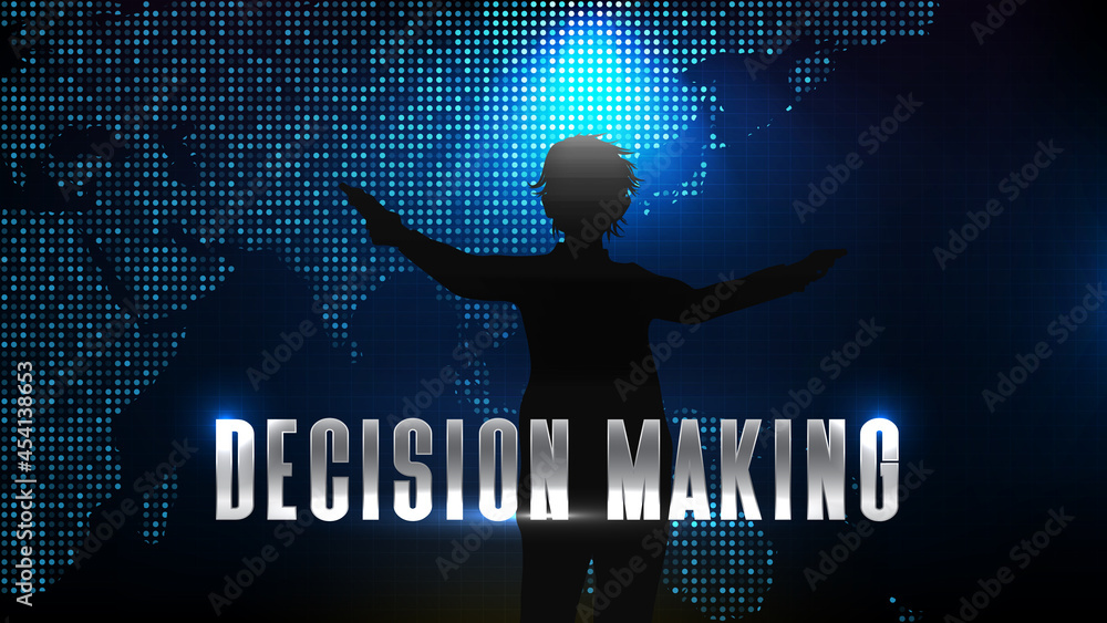 abstract futuristic technology blue background of silhouette man with ...