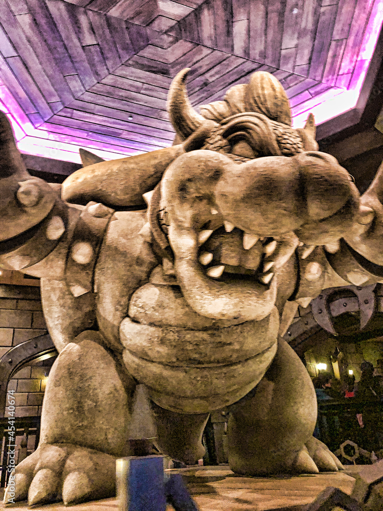 OSAKA, JAPAN - Apr 10, 2021 : Statue of King Bowser Koopa in Nintendo ...