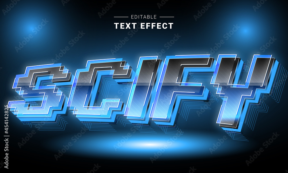 Editable text style effect - Techno Sci-fi text style theme. Stock ...