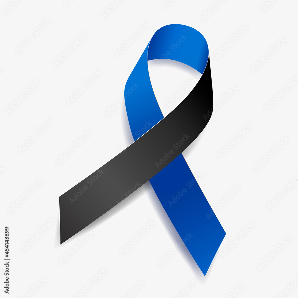 Blue and black ribbon awareness Ocular Melanoma, Police Officers Lost ...
