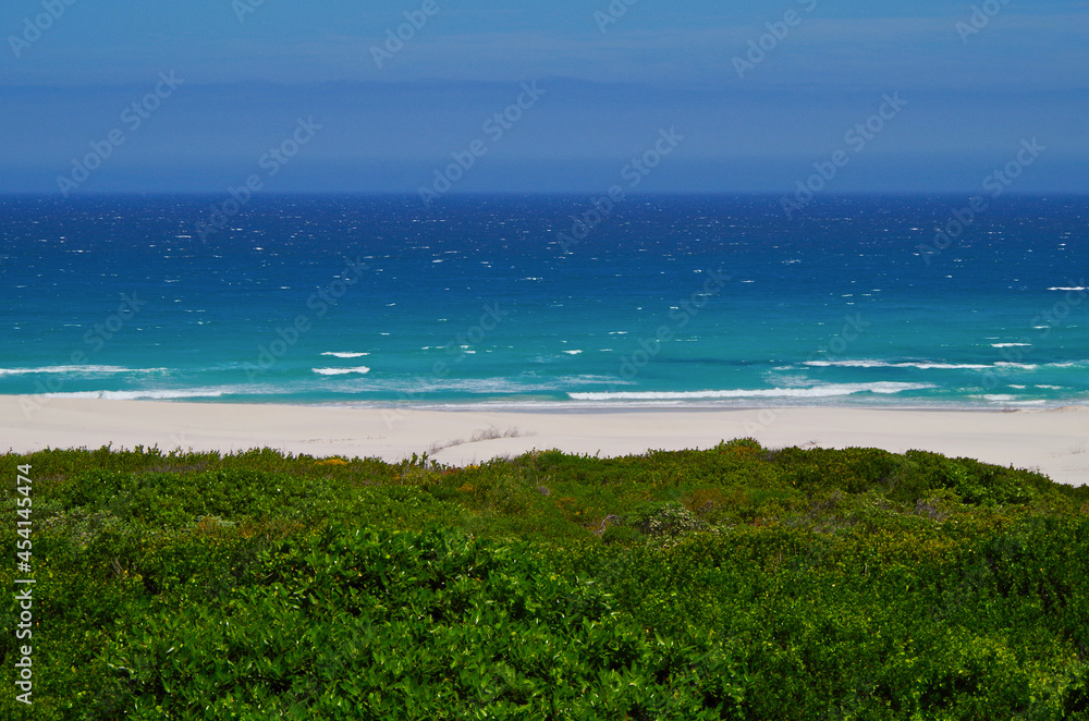 Breathtaking scenic view of beautiful sandy beaches and rocky bays on ...