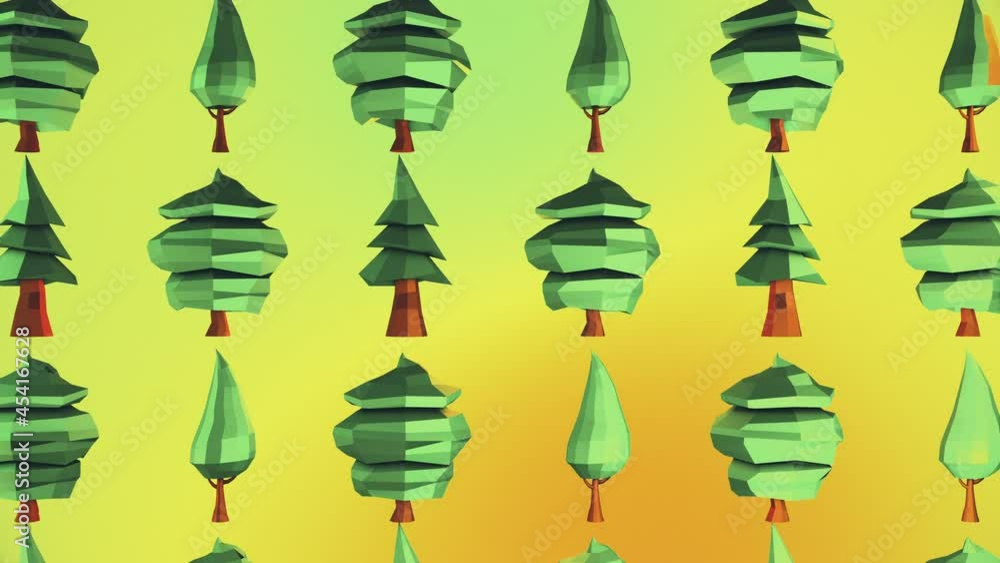 Creative forest trees are spinning in the bright background. Forest ...