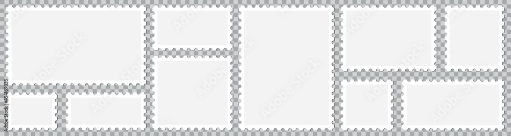 Light Postage Stamps collection, Postage stamp borders isolated on ...