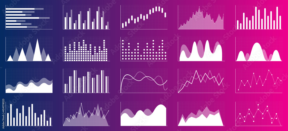 Business Growing graph icons set. Business statistics and analytics ...