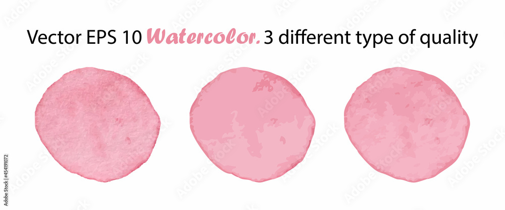 Vector Watercolor Brush Stroke Splash Circle in Pink Girly Color ...