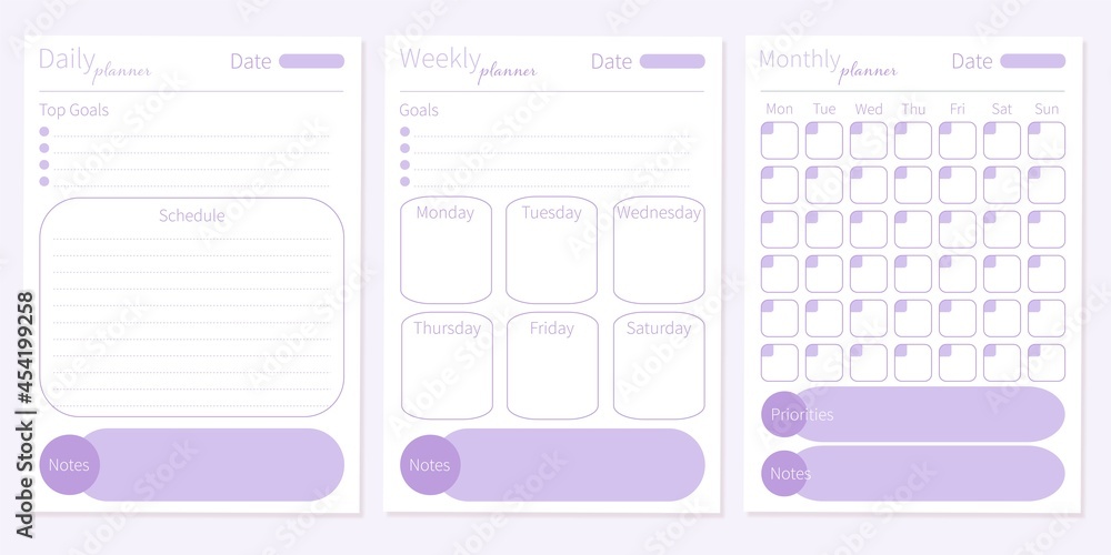 Modern collection of daily weekly monthly planner printable template ...