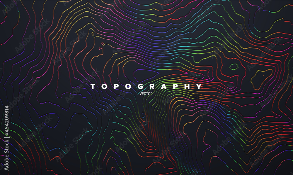 Rainbow topography pattern. Vector illustration of heights map ...