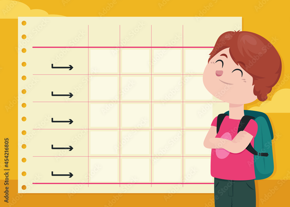 Back to school timetable. Hand drawn. Classroom timetable. Plan note ...