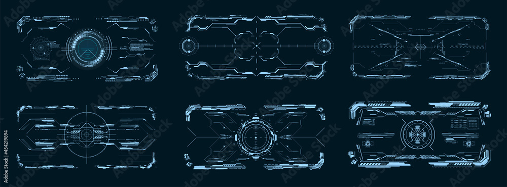 HUD, GUI, FUI Modern Aiming System with Device tilt level. Futuristic ...