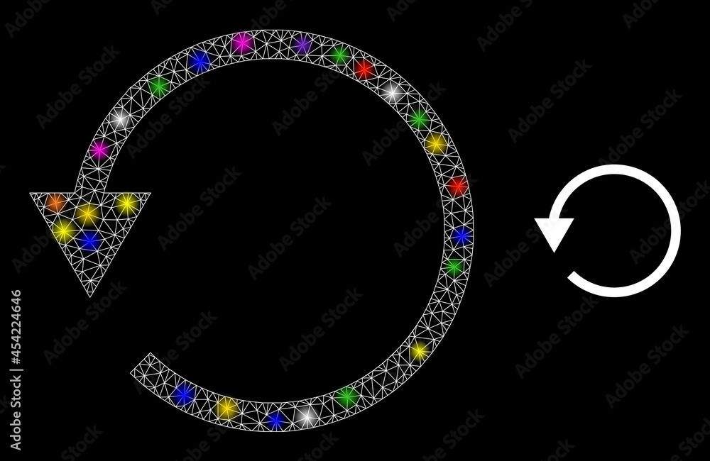 Bright mesh rotate CCW constellation icon with lightspots. Illuminated ...