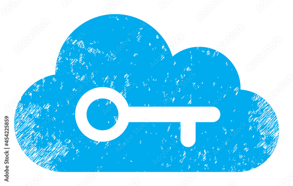 Cloud key icon with grunge effect. Isolated vector cloud key icon image ...