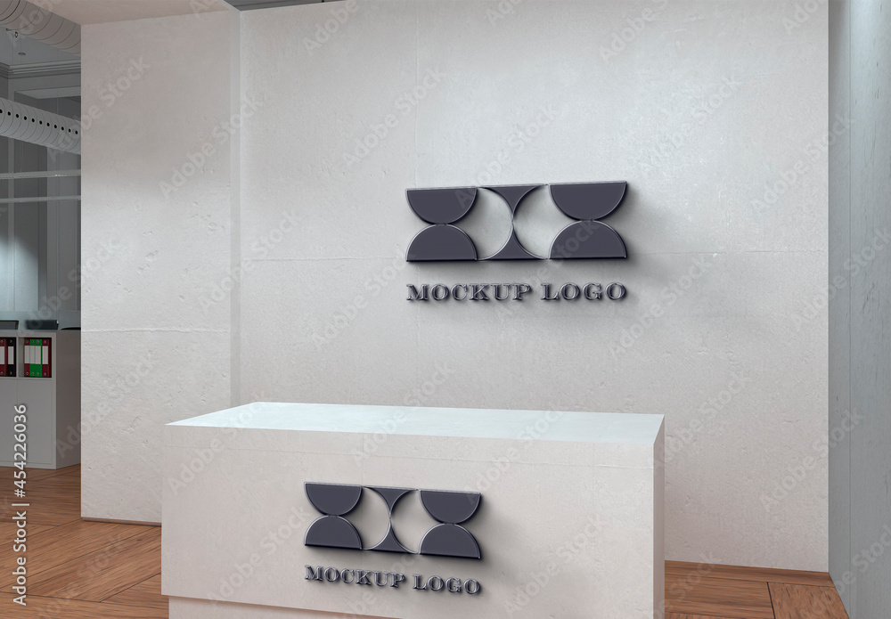 Office Wall Logo Mockup Stock Template | Adobe Stock