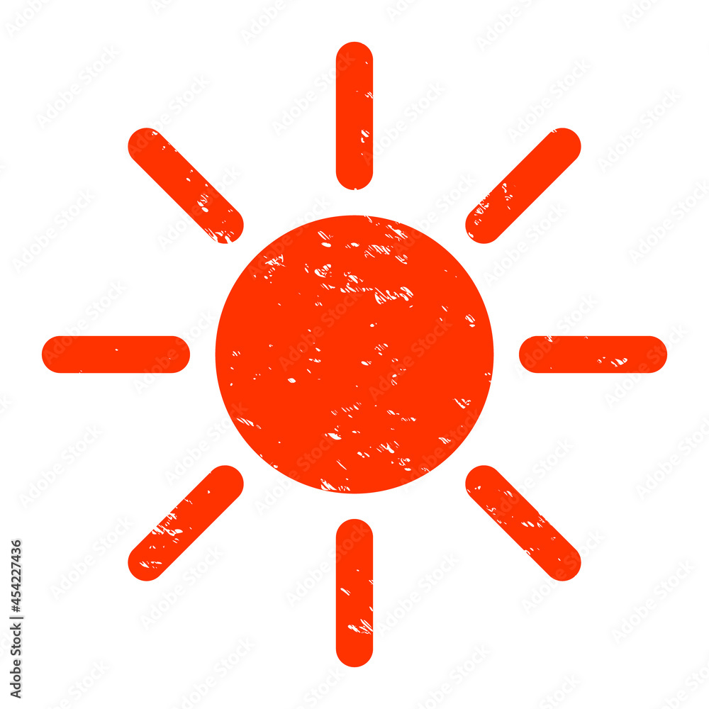 Brightness icon with scratched effect. Isolated vector brightness icon ...