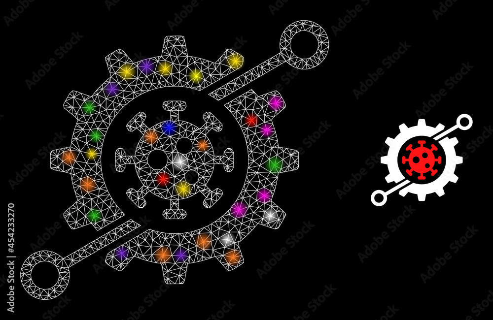 Flare network nanobot glare icon with lightspots. Illuminated vector ...