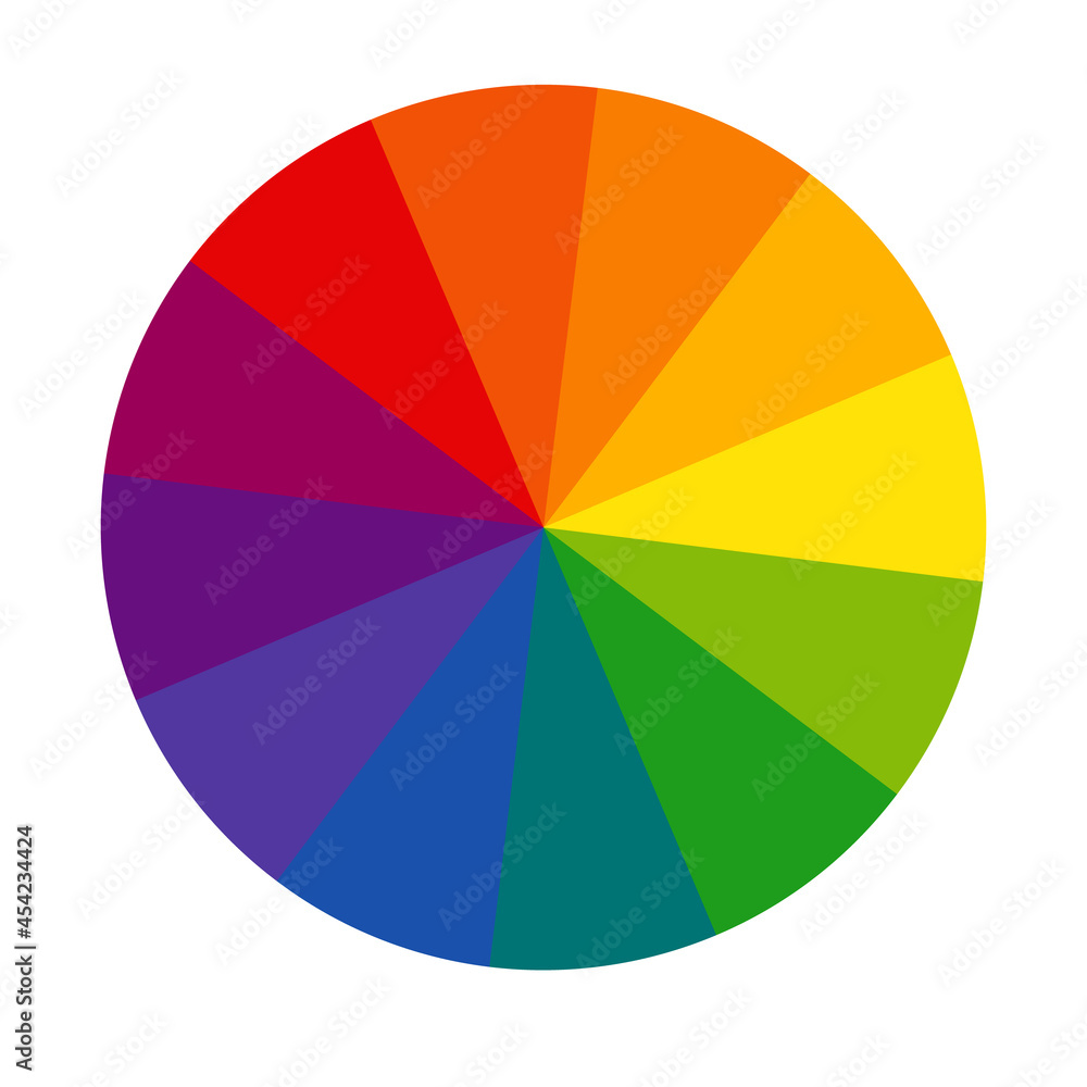 Twelve part RGB color wheel. Color wheel sign. Color circle with twelve ...
