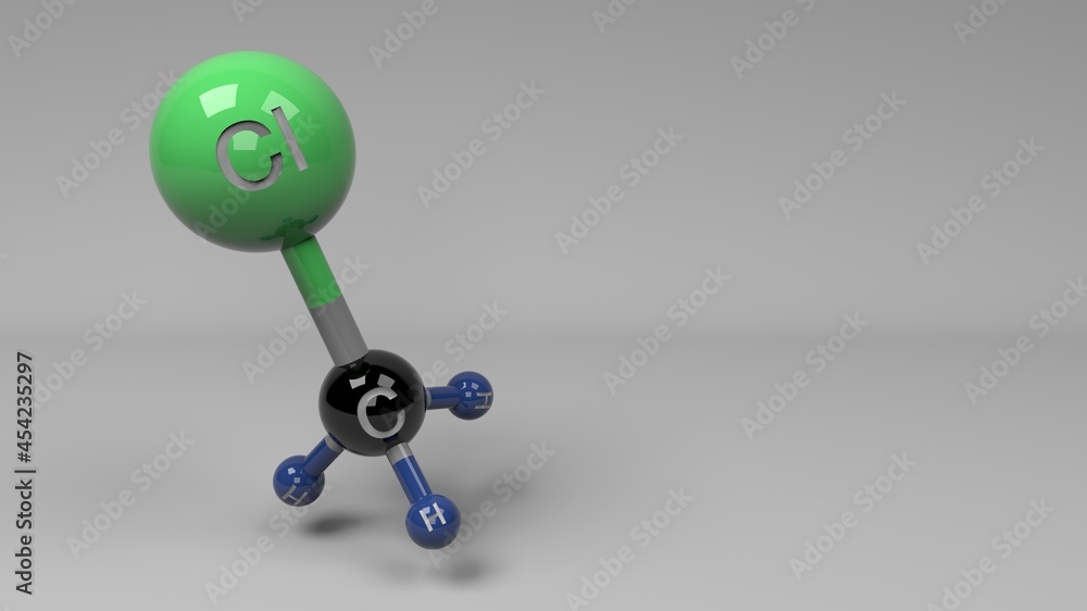 Chloromethane molecule. Molecular structure of methyl chloride ...