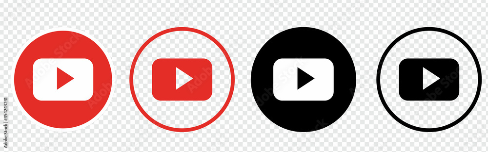 red and black play button icon vector. play video logo Stock Vector ...