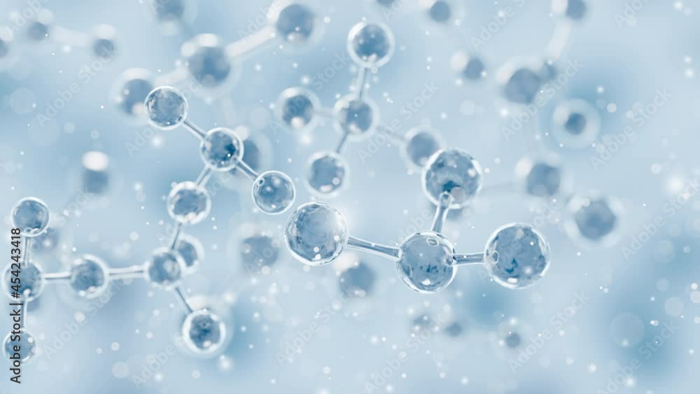 Scientific medical with atoms and molecules. Realistic cool molecule ...