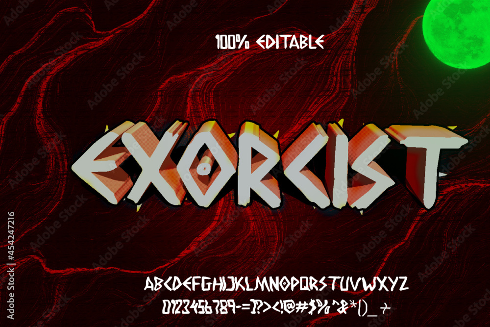 3d Horror Exorcist scary movie alphabet font. Typography ghost design ...