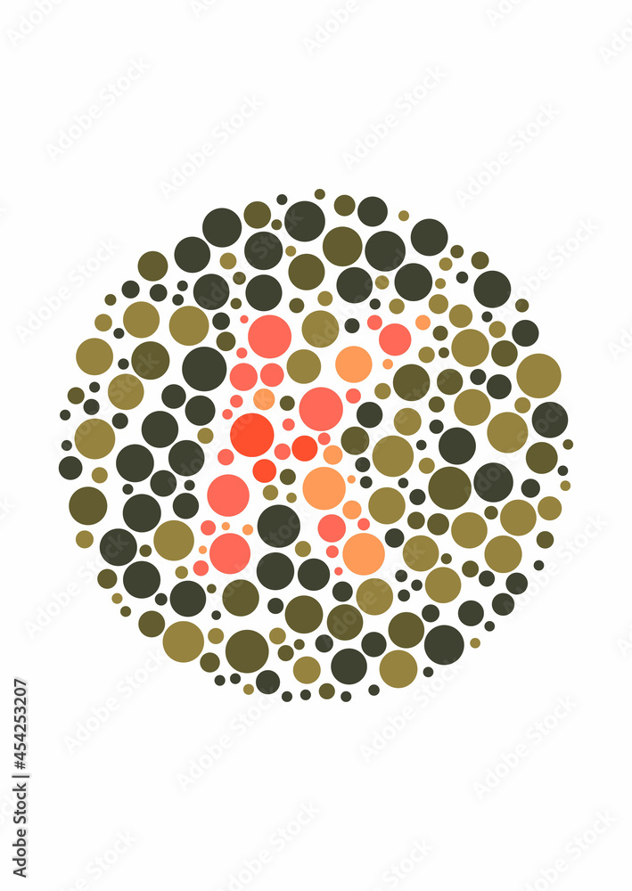 Vector graphic of Color blind test design. The Letter K cunningly hid ...