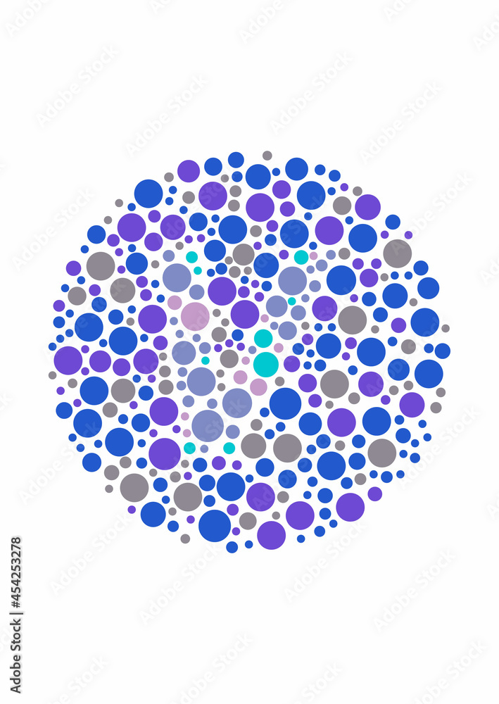 Vector graphic of Color blind test design. The Letter V cunningly hid ...