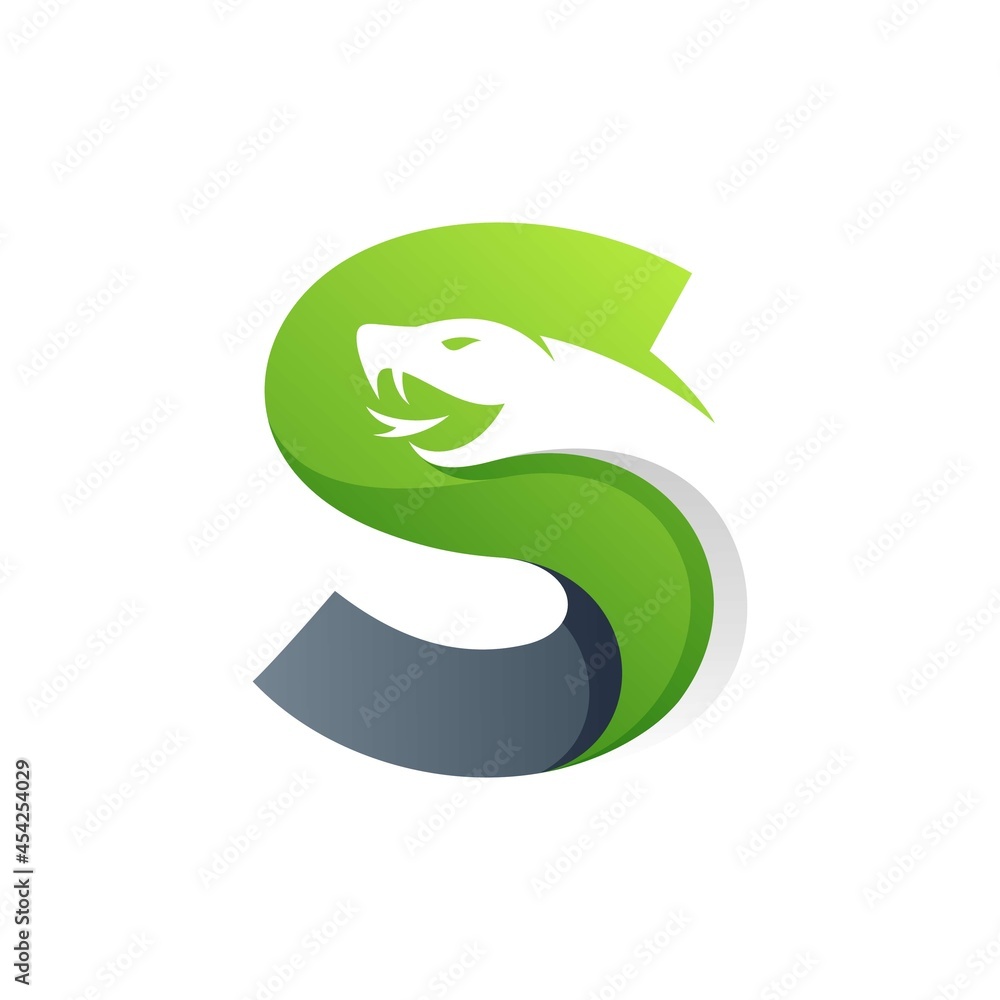 green snake logo with letter s concept Stock Vector | Adobe Stock