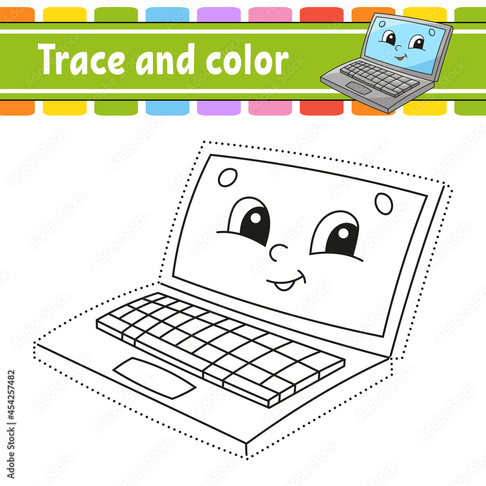 Trace and color. Coloring page for kids. Back to school theme ...