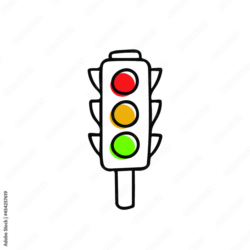 traffic light doodle sketch hand drawn style icon illustration Stock ...