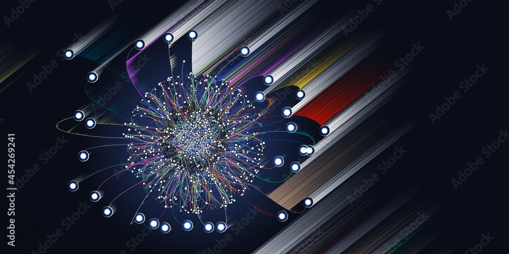 Abstract background with spherical grid lines conecting dots analyze ...