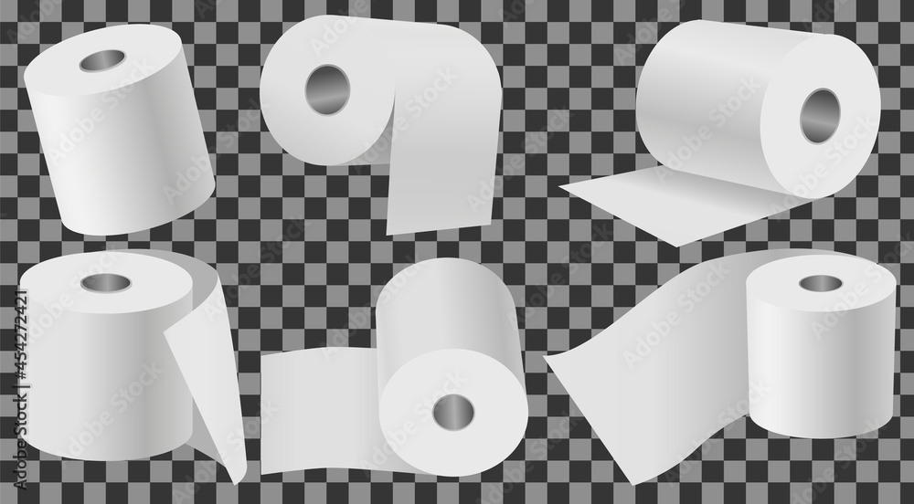 Toilet paper set flat vector illustration. Special paper for wiping ...