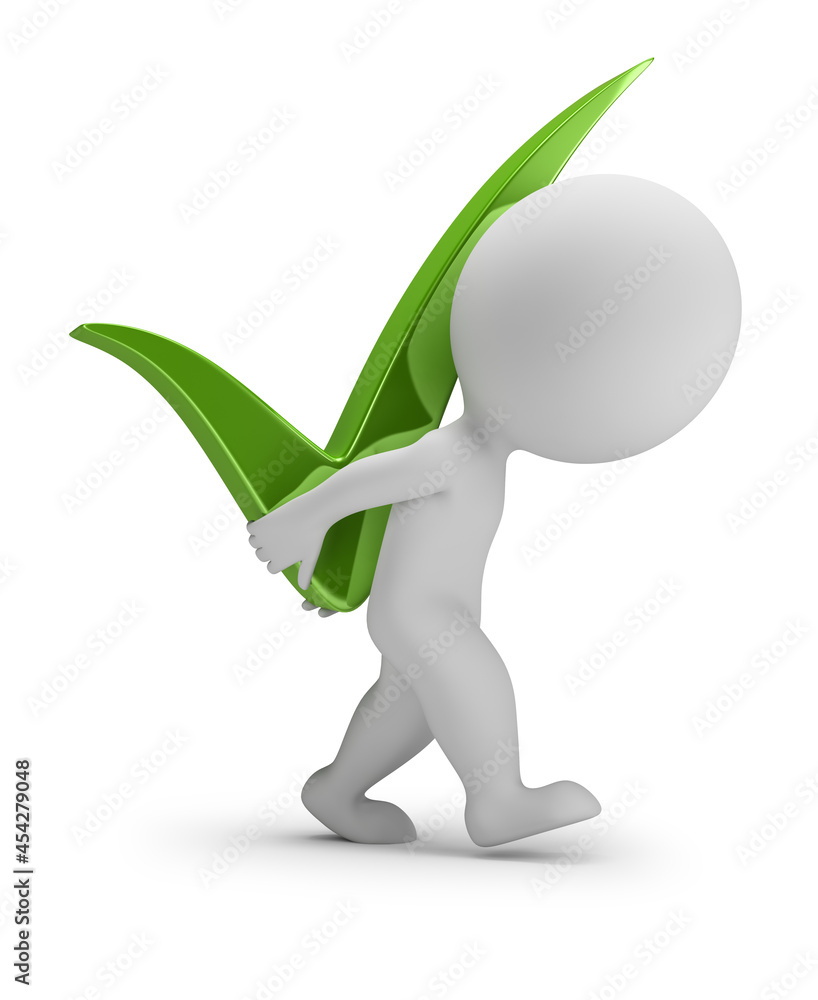 3d small people - carries a check mark Stock Illustration | Adobe Stock