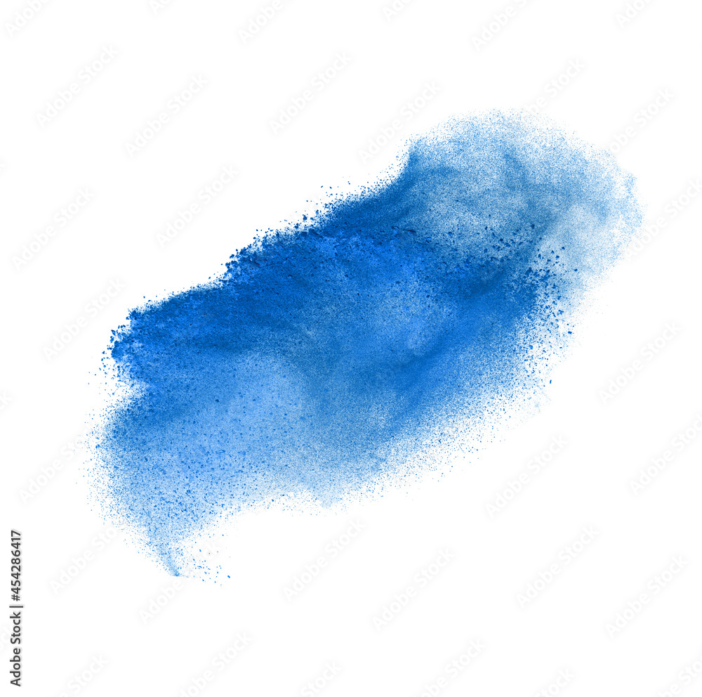 Blue powder explosion isolated on white background Stock Photo | Adobe ...