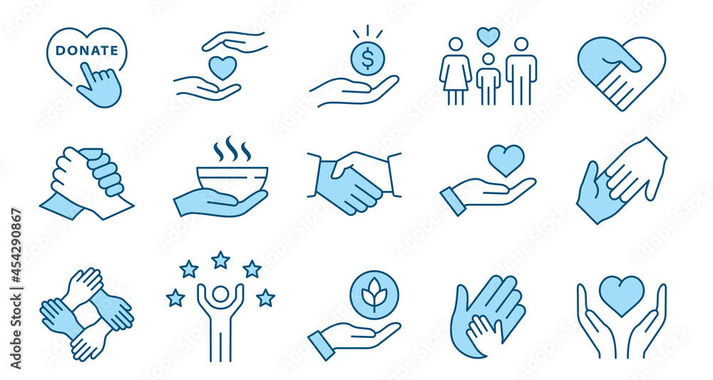 Vektorová grafika „Charity line icon set. Collection of hope ...