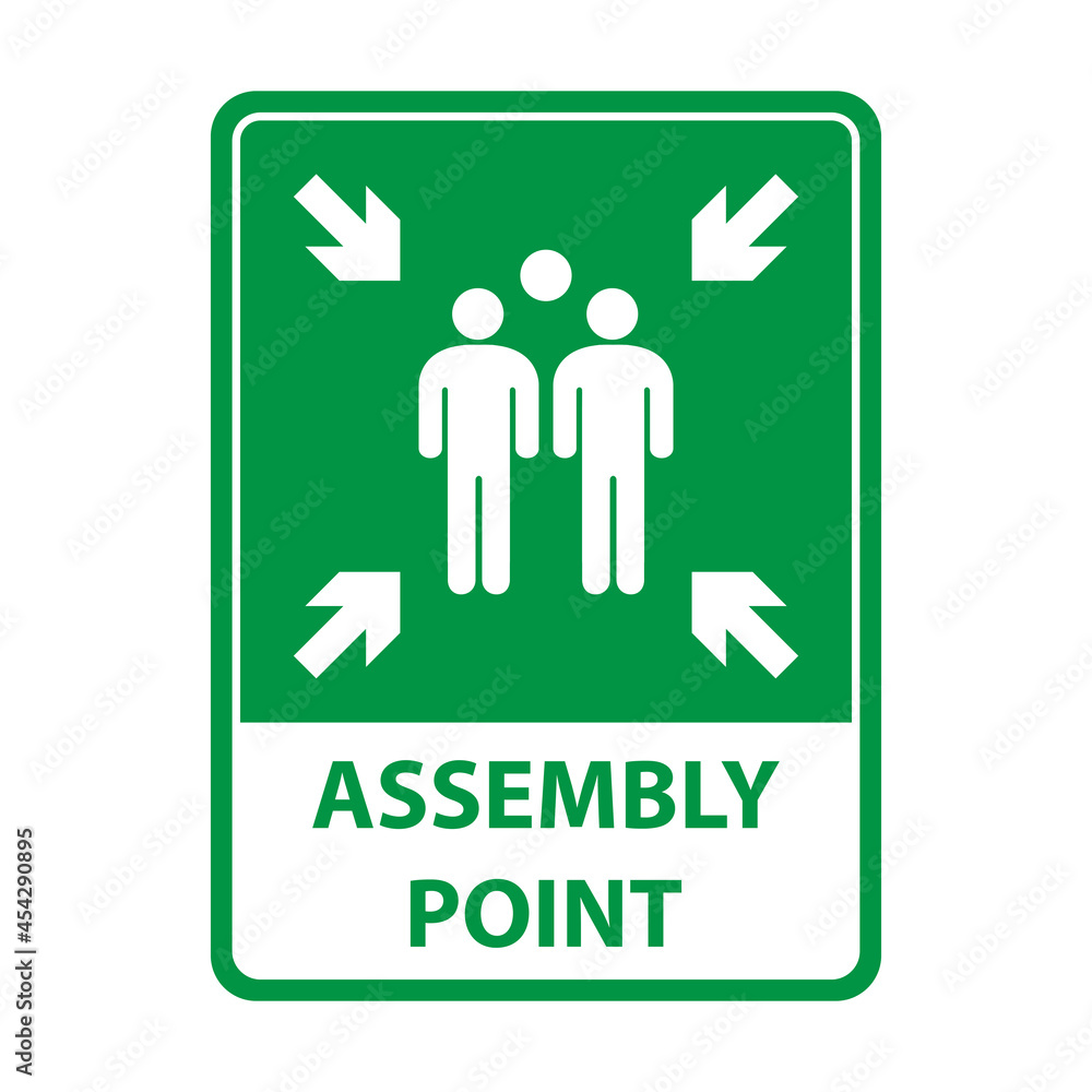 Fire assembly point sign, gathering point signboard, emergency ...