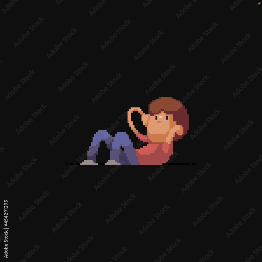 Pixel art young male character doing abs exercises Stock Vector | Adobe ...