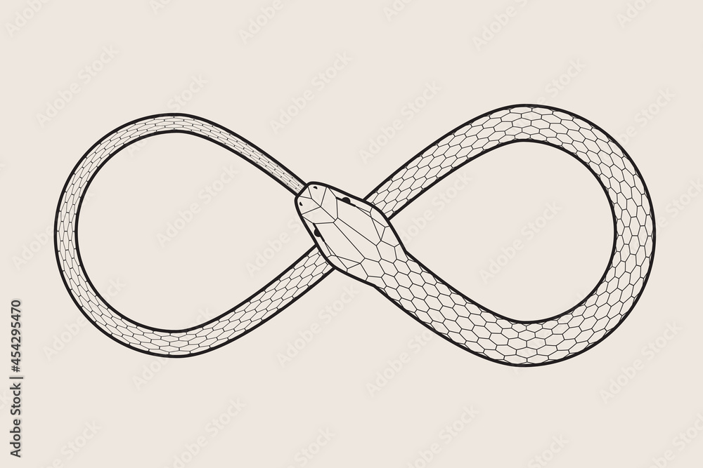 Infinity snake. Ancient Ouroboros symbol. Reptile eating its own tail ...
