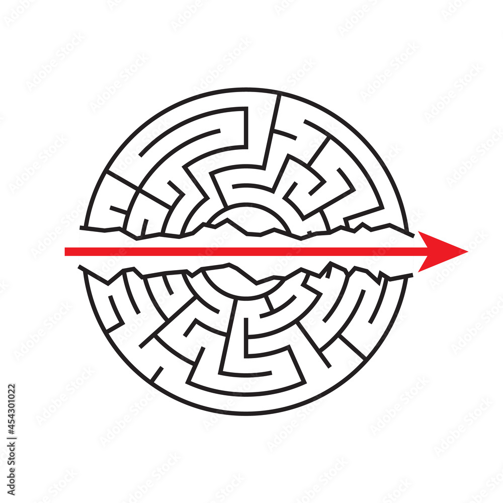 A straight red arrow goes through the maze. Go ahead. strength ...